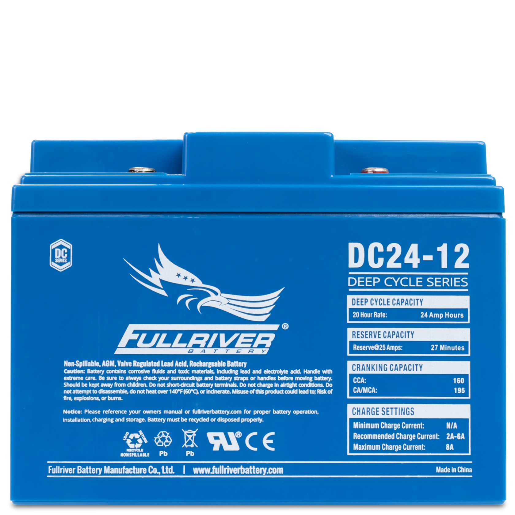 DC24-12 FullRiver DC Series Deep Cycle AGM Leisure Battery 24Ah – Merlin Power