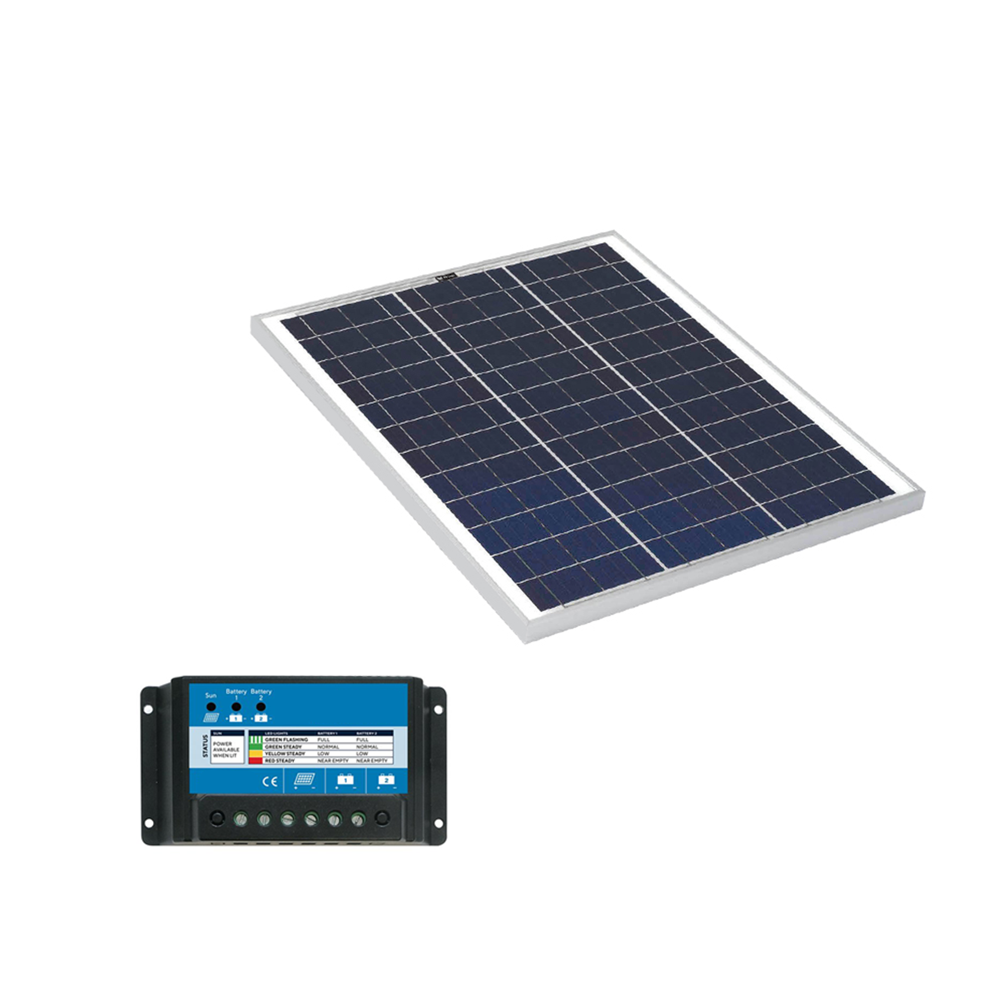 45 Watt Rigid Panel Kit (inc 10A Dual Con) – Merlin Power